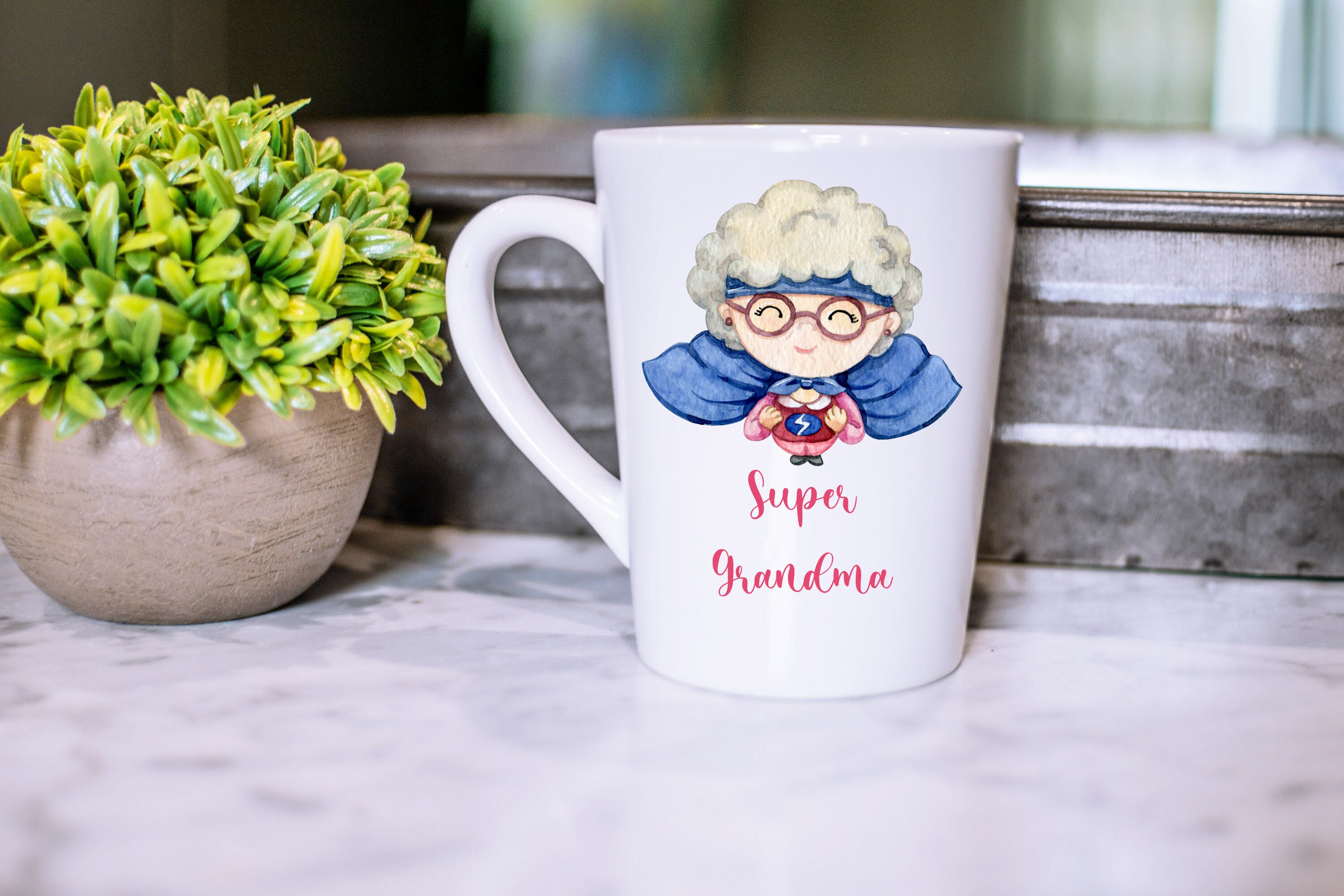 Superhero Grandma Clipart, Watercolor Family Clip Art, Grandma Gift PNG ...