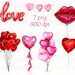 Heart Balloon Clipart, Valentines Day Watercolor Clip Art, Love Balloon ...