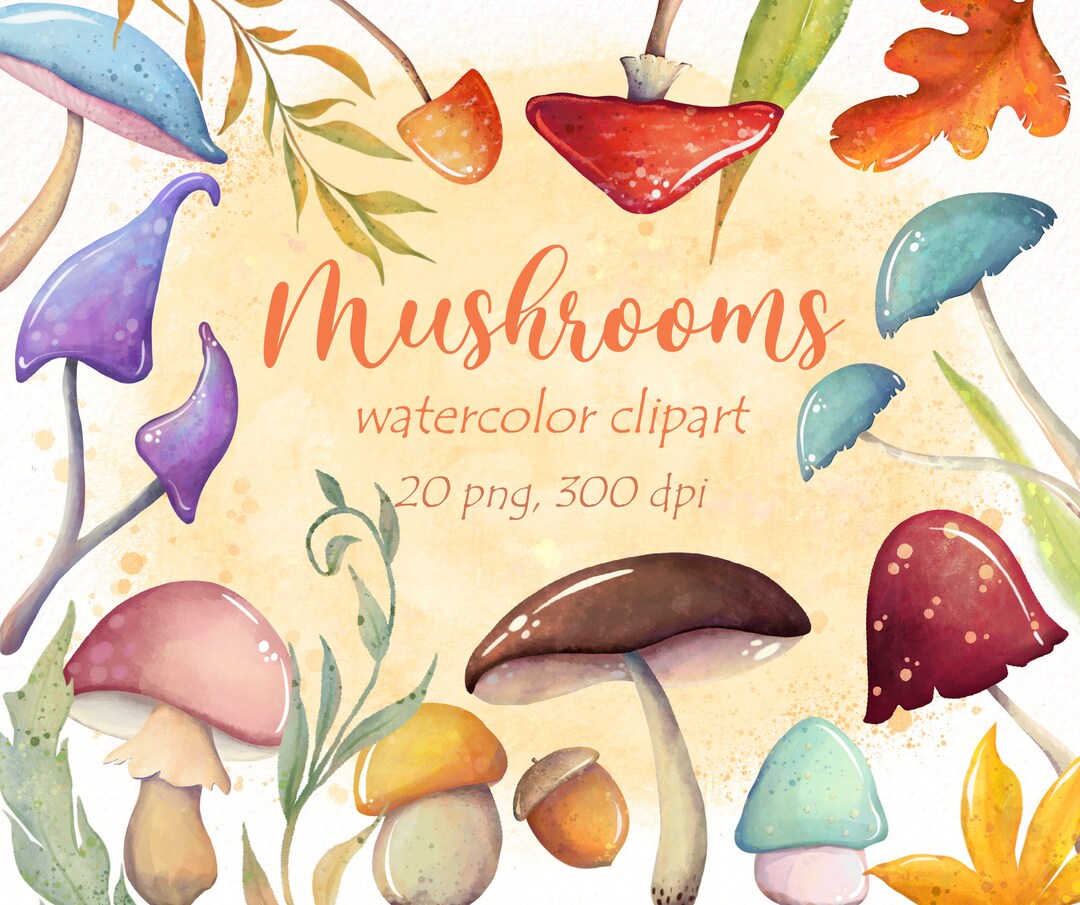 Mushroom Clipart, Watercolor Fall Png Clipart, Autumn Woodland Clip Art ...