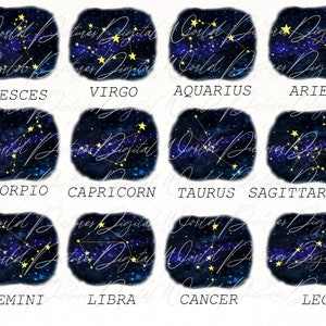 Watercolor Zodiac Constellation Clipart: Galaxy Starry Sky Graphics ...