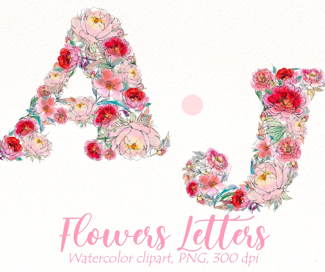 Flowers Alphabet Clipart, Floral Alphabet, Flowers Png, Watercolor ...