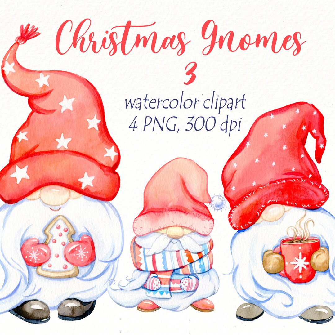 Watercolor Christmas Gnomes Clipart: Nordic PNG (digital Download) - Etsy