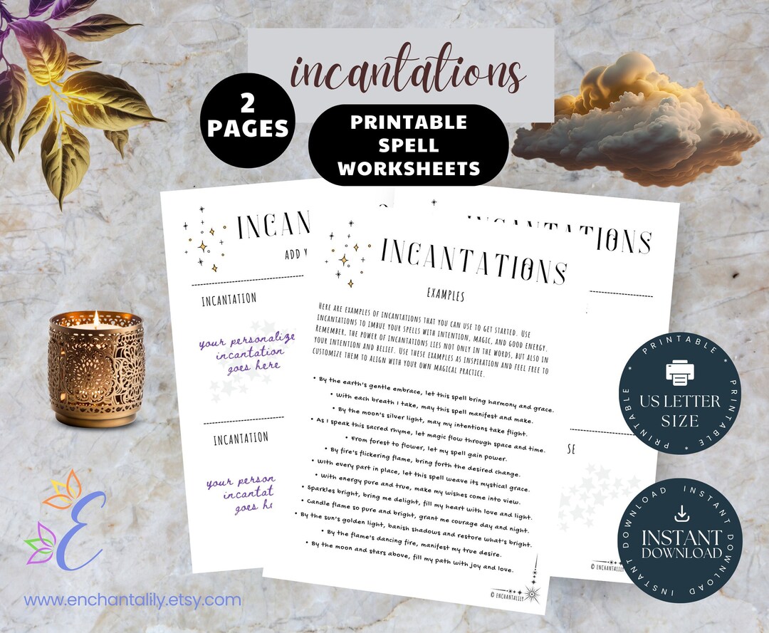 Printable * Incantations Guide & Workbook - Ideal Add in for Spell Book ...