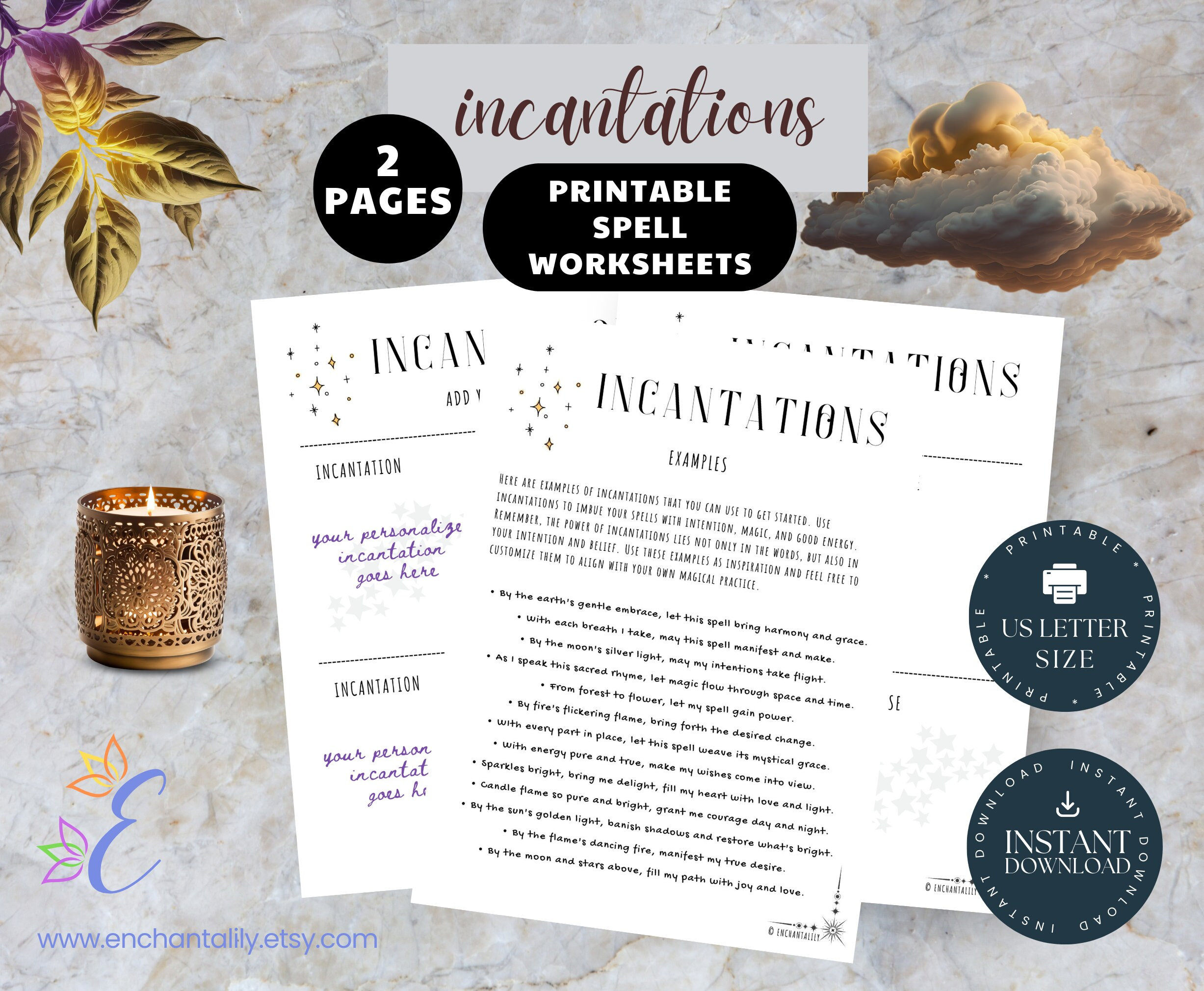 Printable Incantations Pages, Ideal Add in for Spell Book Examples and ...