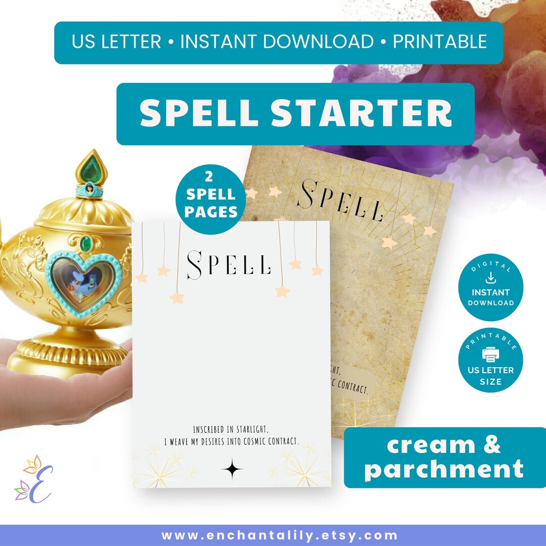 Printable * Spell Starter Cream and Parchment - DIY, Break Your Spell ...