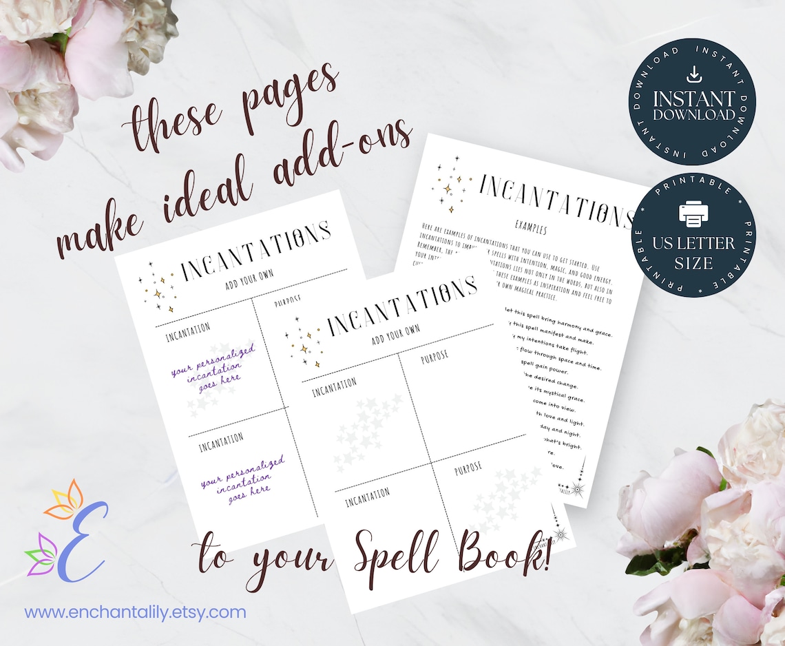 Printable Incantations Pages, Ideal Add in for Spell Book Examples and ...
