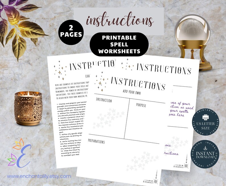 Printable * Instructions Guide & Workbook - Ideal Add in for Spell Book ...