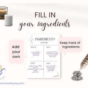 Printable Ingredients Pages, Ideal Add in for Spell Book Examples and ...