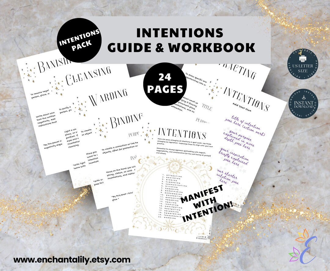 Printable * Spell Intentions Guide & Workbook - Book of Spells, Light ...