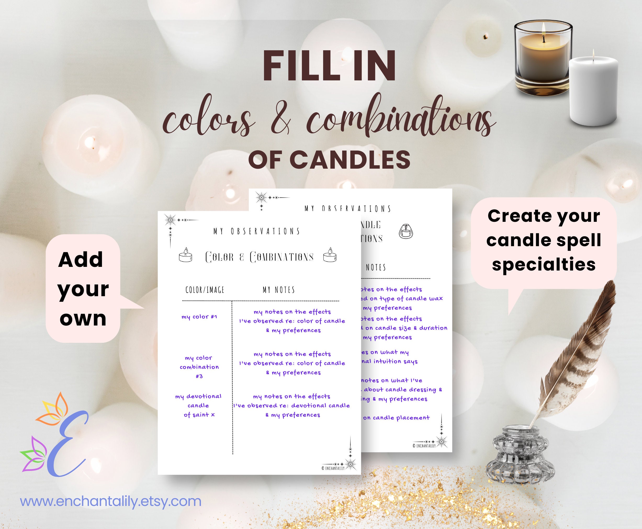 Printable * Candle Spells Guide & Workbook, Book of Spells, Journal ...