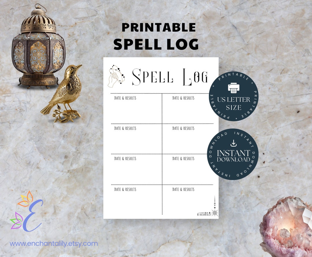 Printable * Spell Tracker Log - Ink Saver Page for Book of Spells ...