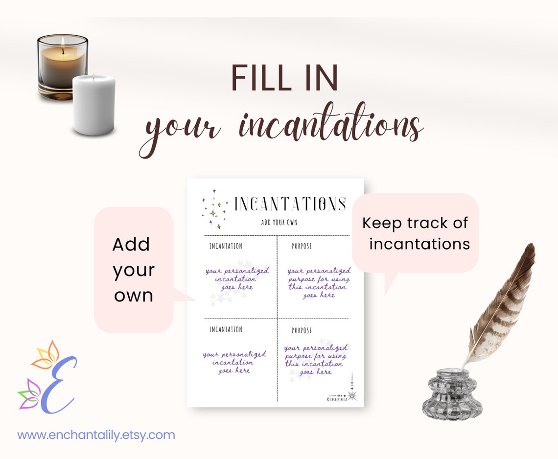 Printable Incantations Pages, Ideal Add in for Spell Book Examples and ...