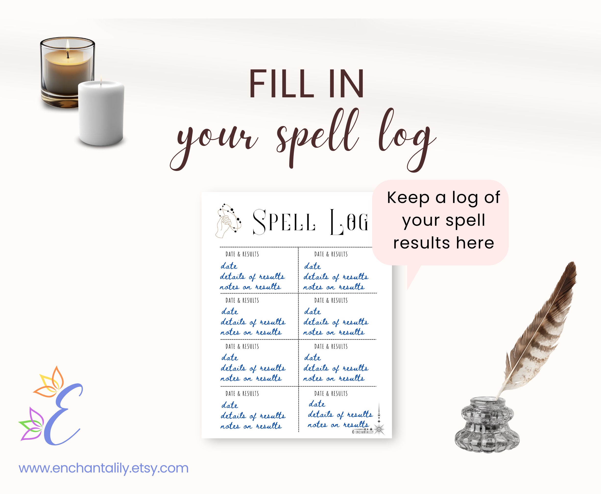 Printable * Spell Book Bundle, Spell Log & Spell Worksheet - DIY, Ink ...