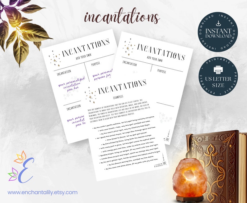 Printable Incantations Pages, Ideal Add in for Spell Book Examples and ...