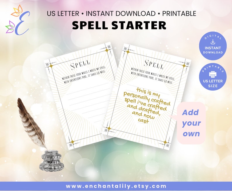 Spell Starter Printable Blank DIY Break Your Spell Block - Etsy