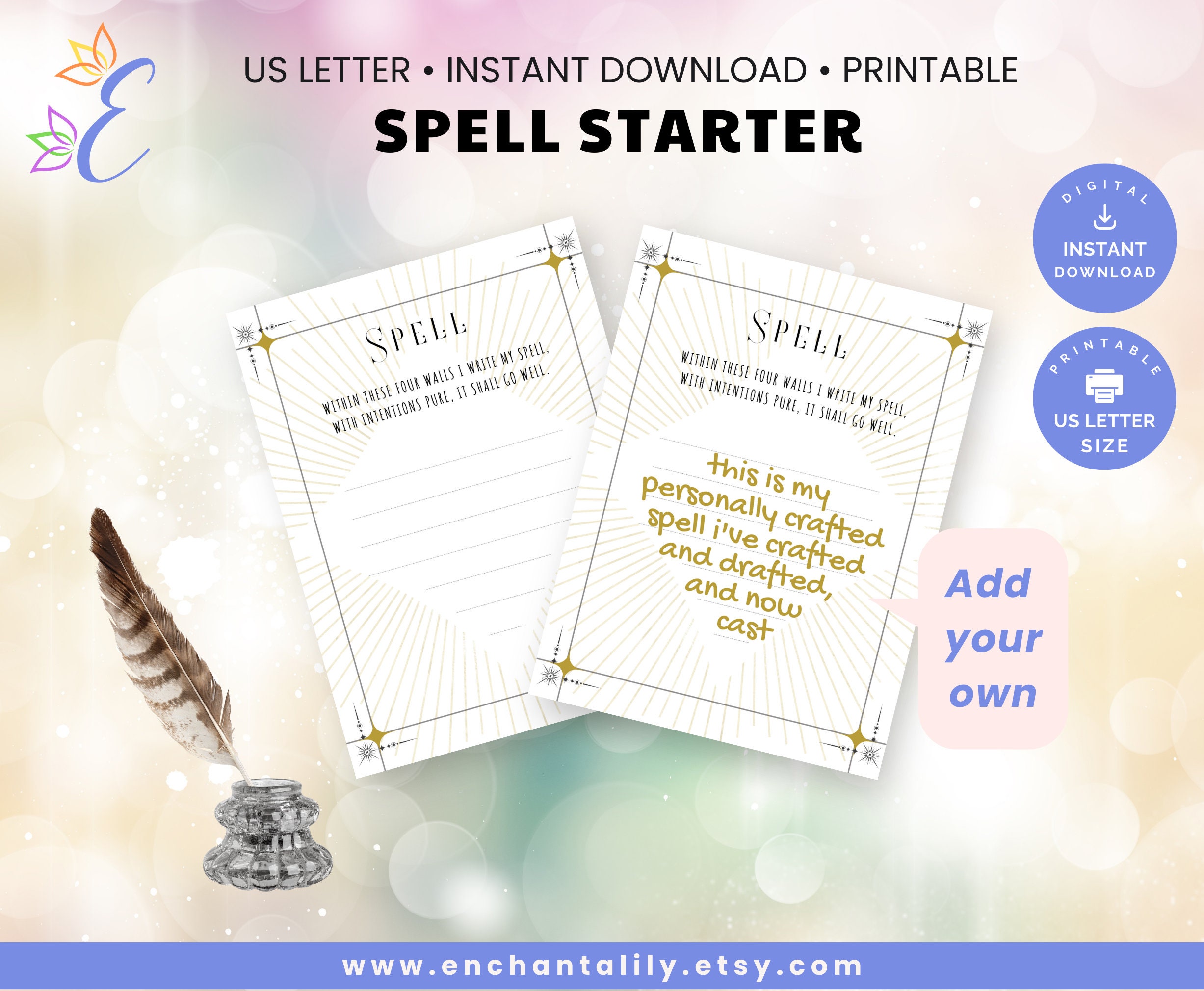 Printable * Spell Starter - DIY, Break Your Spell Block, Ink Saver ...