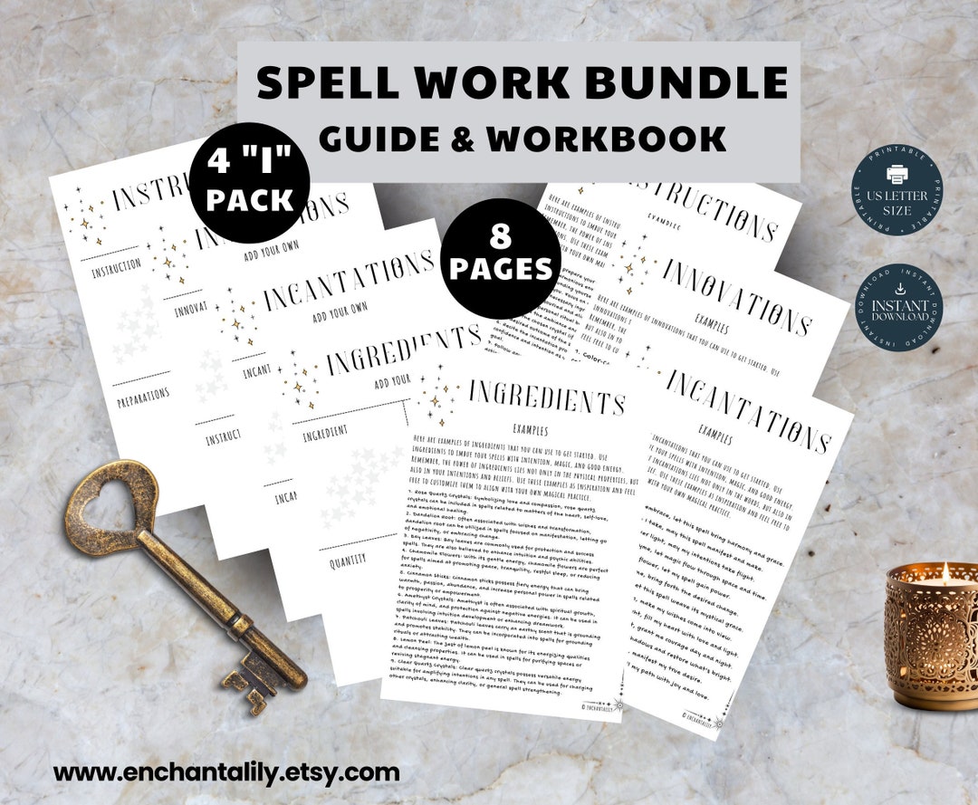 Printable * Spell Work Bundle, 4 Guides & Workbooks With Instructions ...