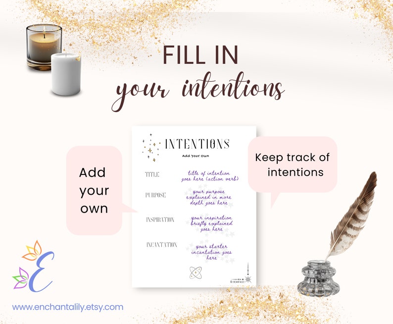 Printable * Spell Intentions Guide & Workbook - Book of Spells, Light ...