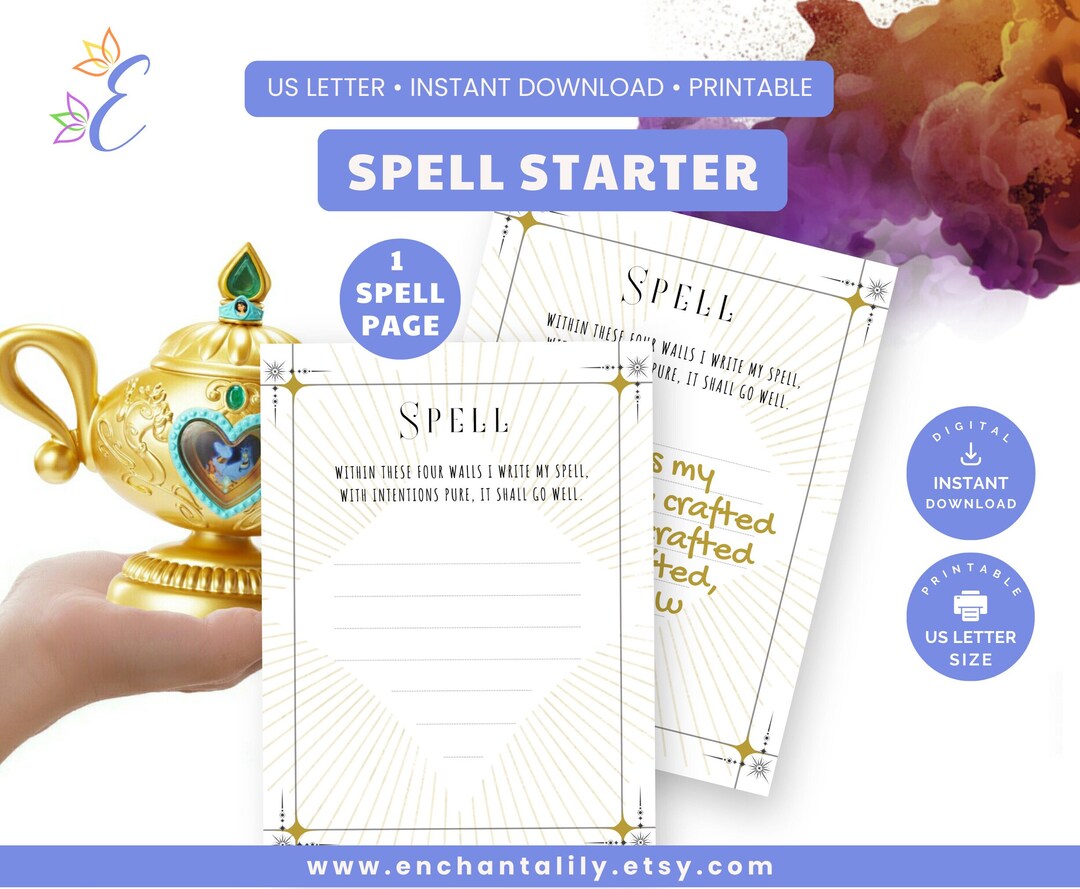 Spell Starter Printable Blank DIY Break Your Spell Block - Etsy