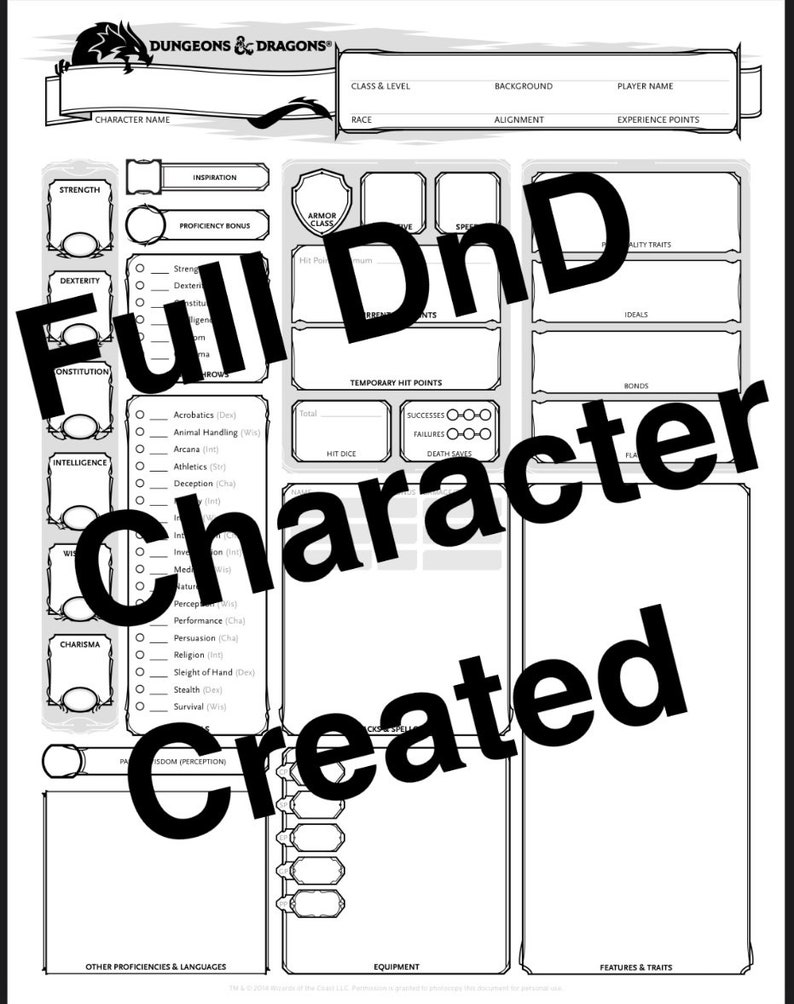 Dnd Character Maker - Etsy
