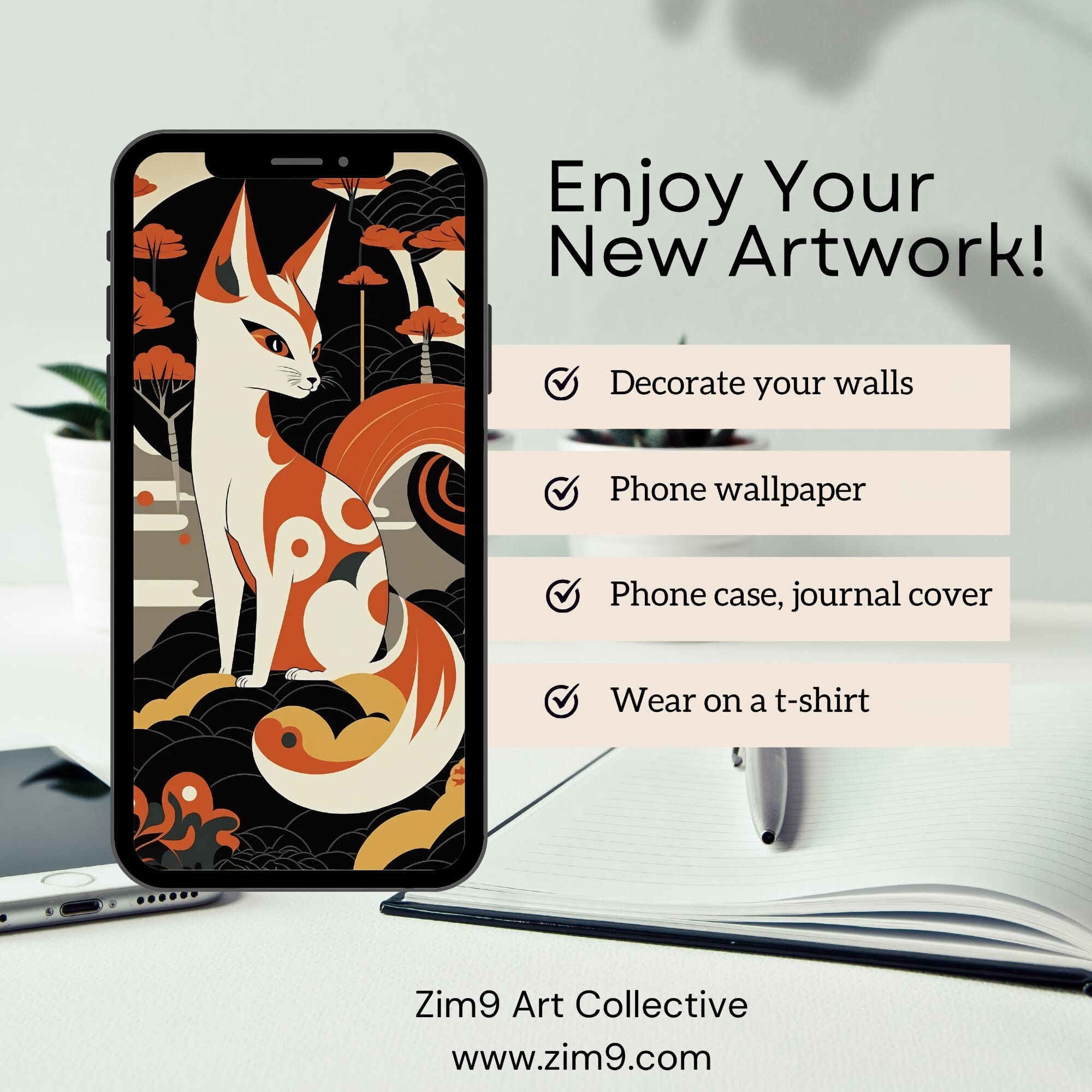 Kitsune Red Fox God Portrait Guardian Spirit Japanese Folklore Digital ...