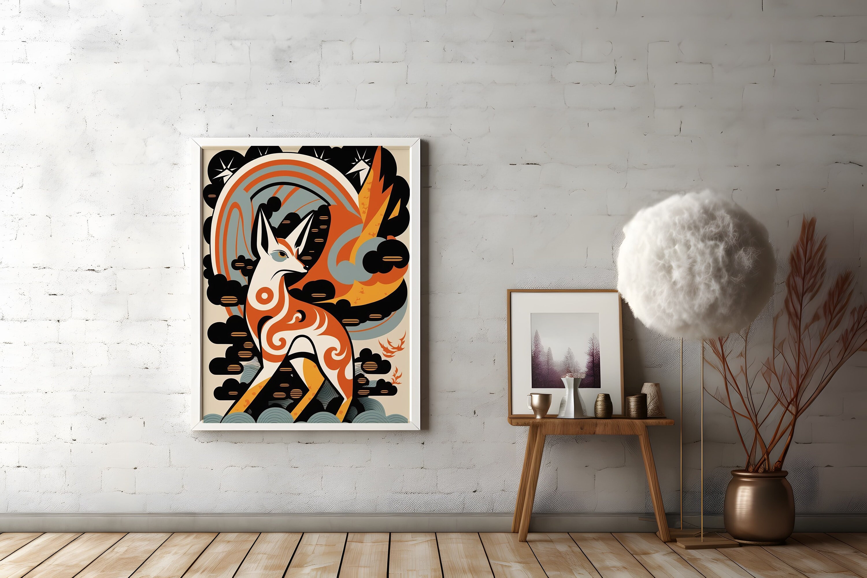 Kitsune Red Fox God Portrait Guardian Spirit Japanese Folklore Digital ...