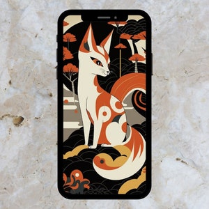 Kitsune Red Fox God Portrait Guardian Spirit Japanese Folklore Digital ...