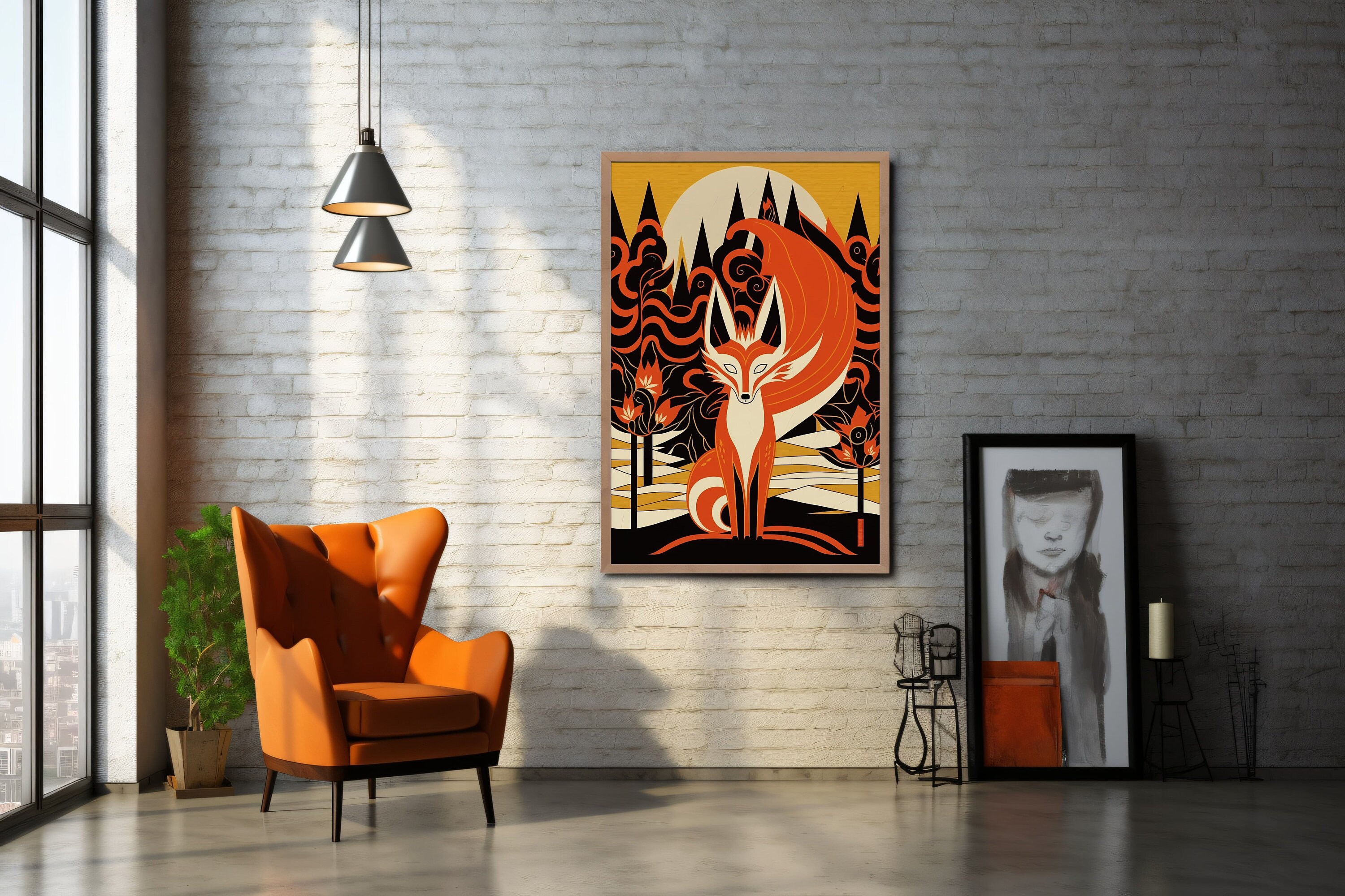 Kitsune Red Fox God Portrait Guardian Spirit Japanese Folklore Digital ...