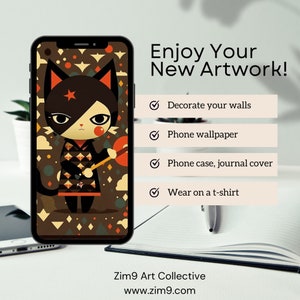 Ninja Cat Portrait Samurai Kitty Girl Power Printable Wall Art Phone ...