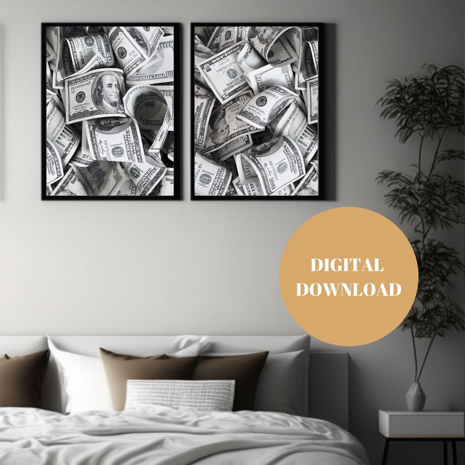 Money Lover/ Wall Art Set/ 3D Money Poster/ Home Office Decor/ Wealth ...