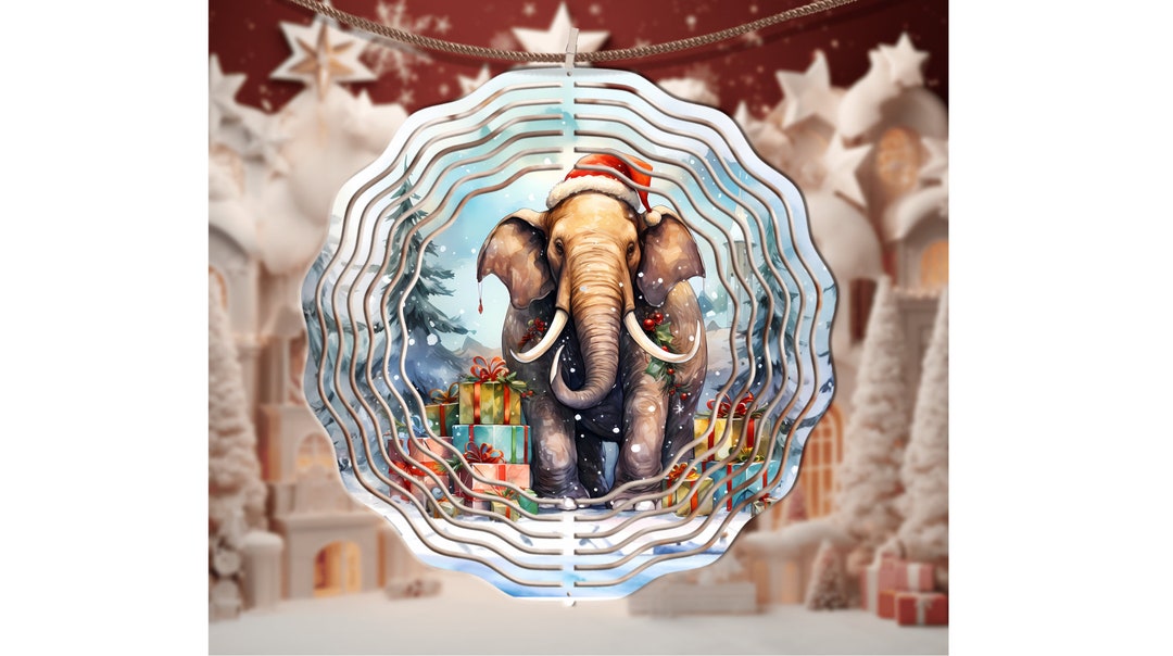 Christmas Elephant Wind Spinner, Elephant Decor, Yard Decor, Garden ...
