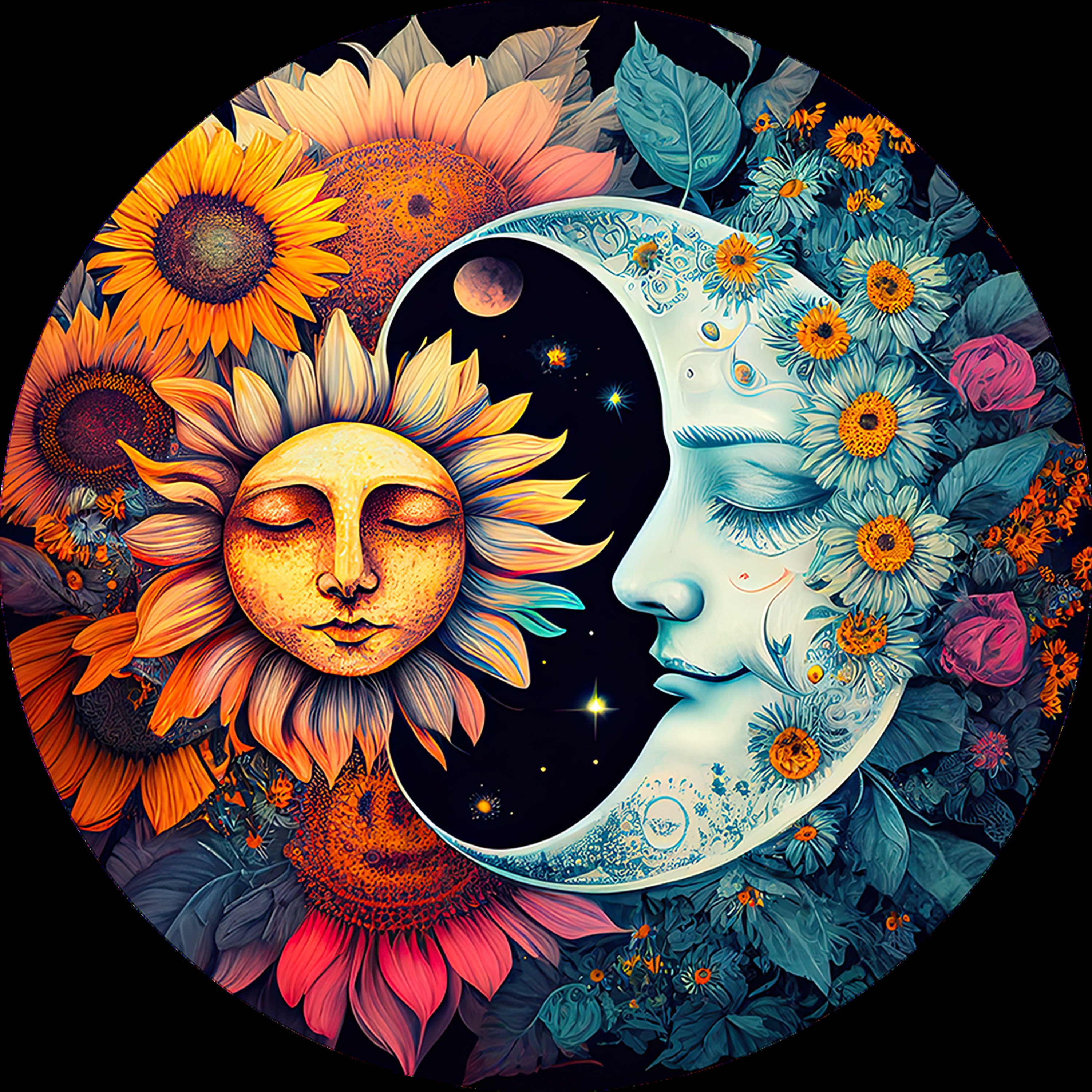 Sun and Moon Wind Spinner, Sun and Moon Decor, Yard Decor, Garden Decor ...