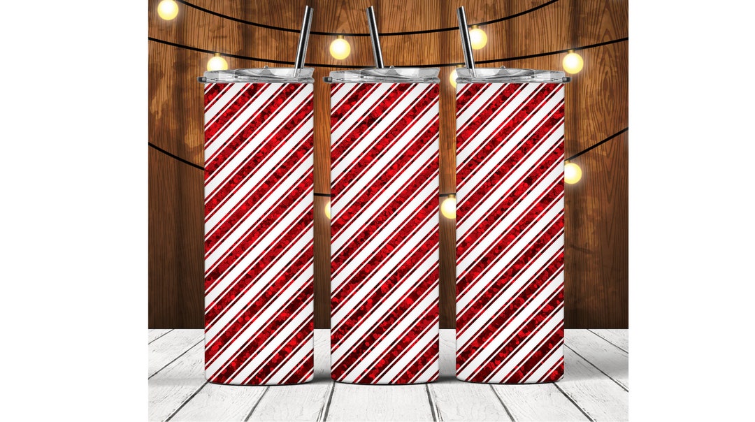 Candy Cane Faux Glitter Tumbler Candy Cane Glitter Christmas Holiday Winter T Cup Etsy