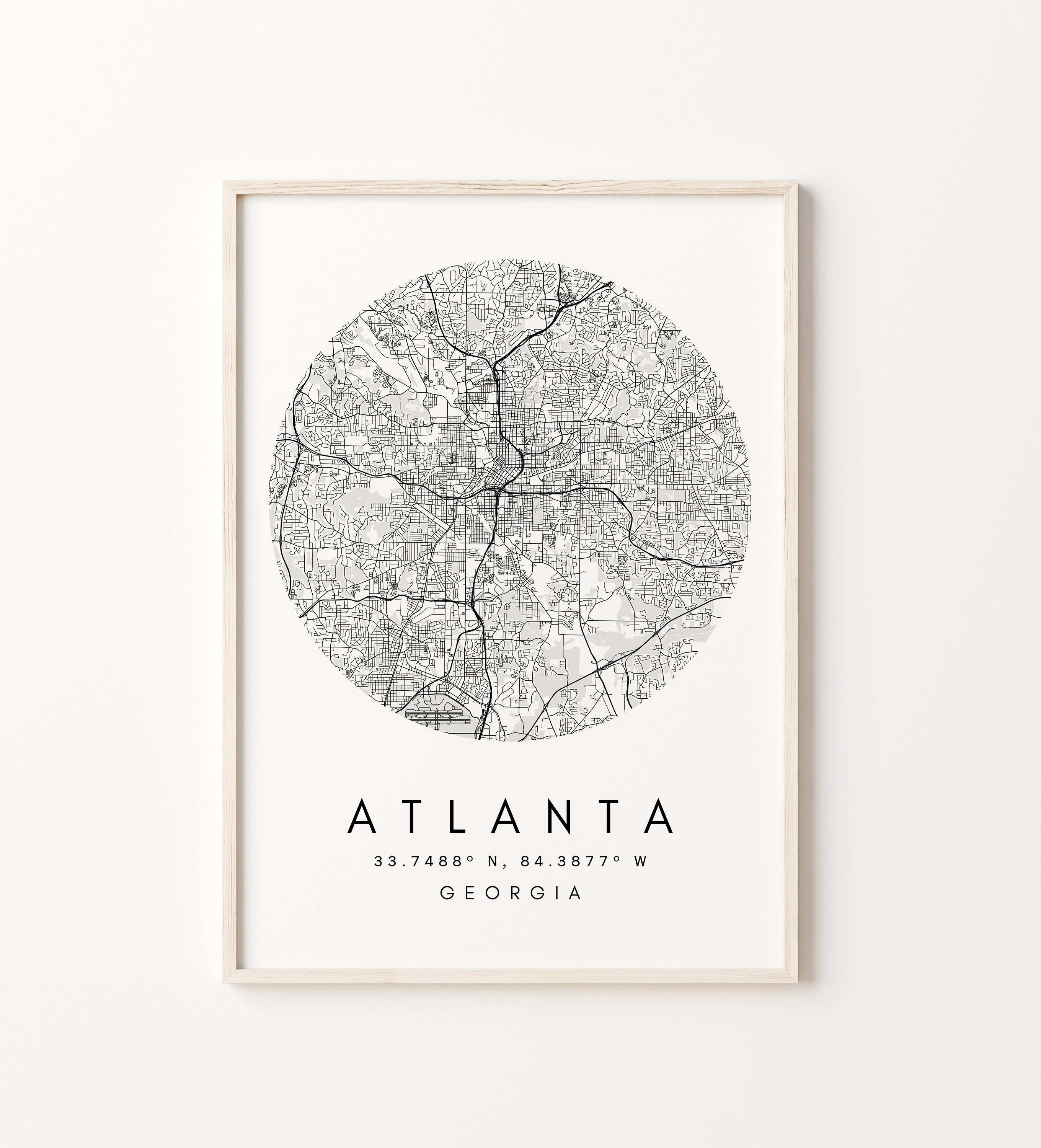 Atlanta Print Black and White Set of 3, Atlanta Wall Art, Atlanta ...
