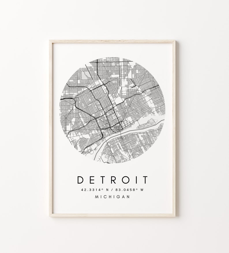 Detroit Michigan Black and White Print Set of 3, Detroit Travel Poster ...