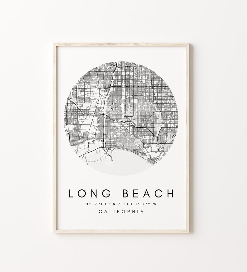 Long Beach Black and White Print Set of 3, Long Beach Travel Poster ...