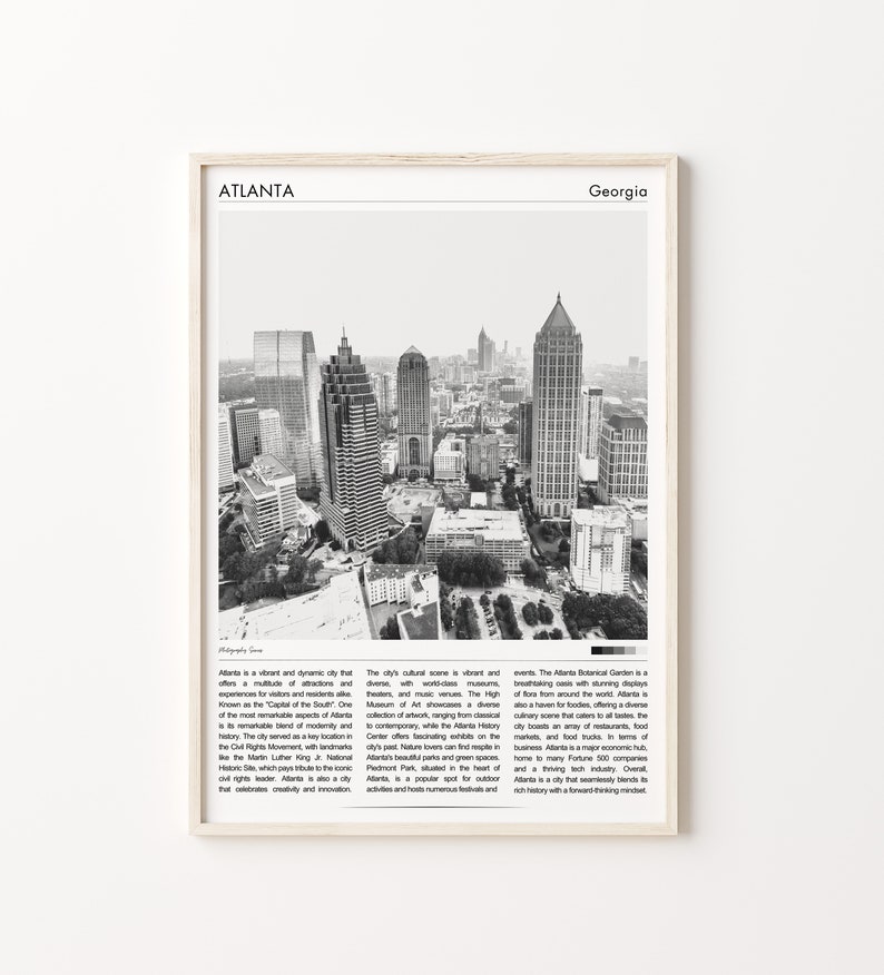 Atlanta Print Black and White Set of 3, Atlanta Wall Art, Atlanta ...