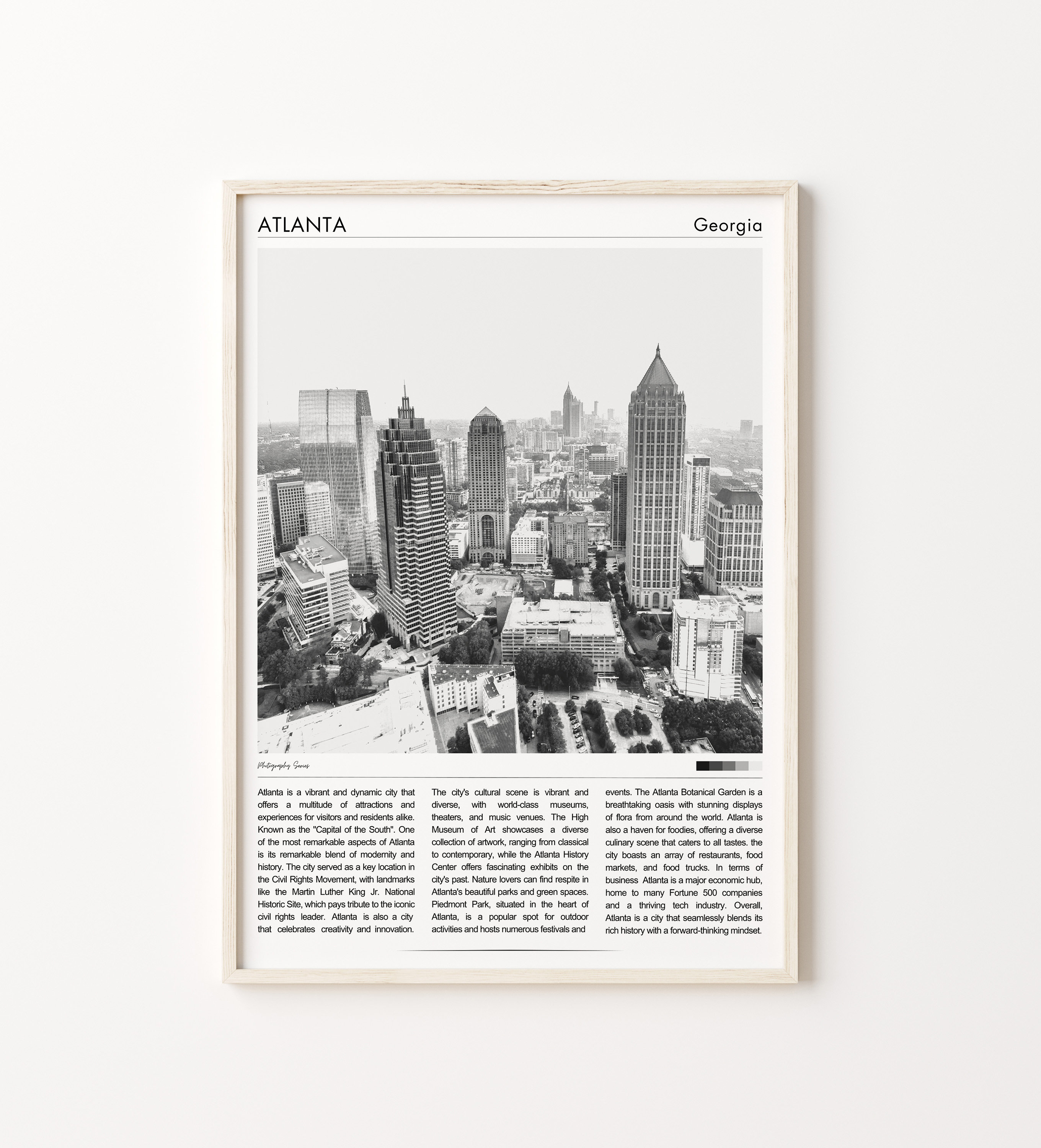 Atlanta Print Black and White Set of 3, Atlanta Wall Art, Atlanta ...