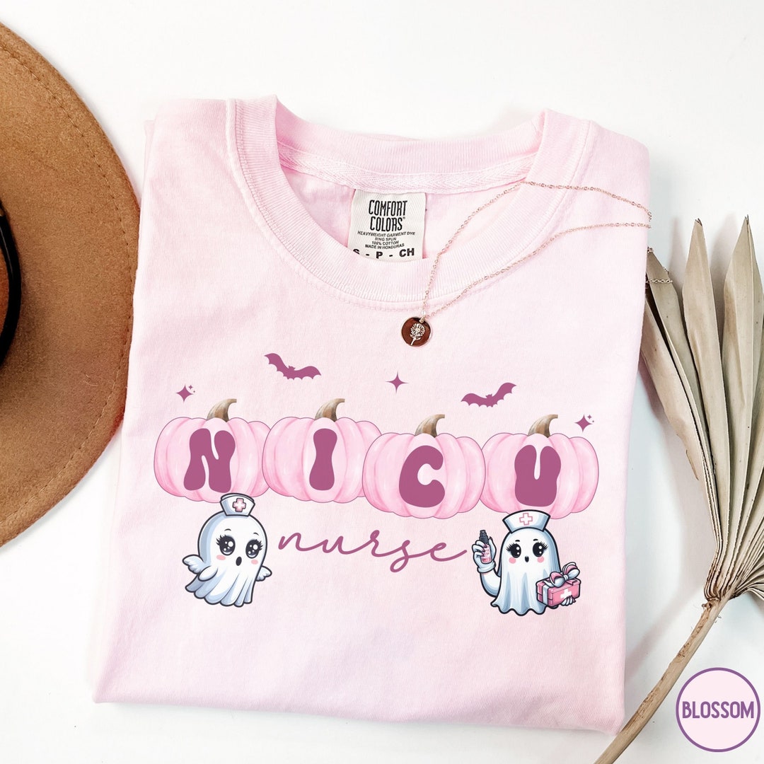 NICU Ghost Nurse Pink Halloween Shirt, Comfort Colors® Neonatal ICU ...