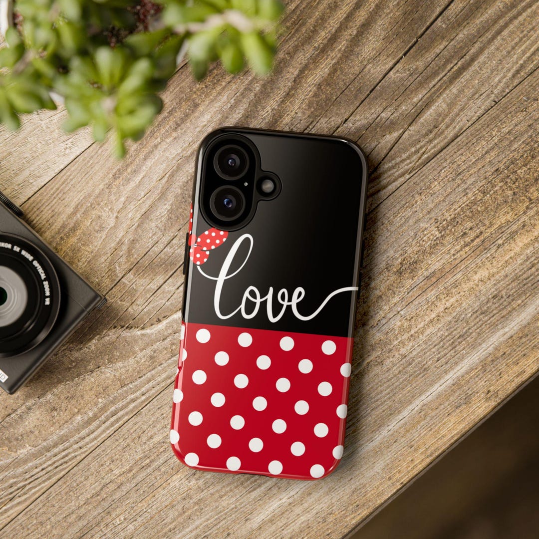 Love Minnie Bow Phone Case Disney Minnie Phone Case Red and Black Case ...