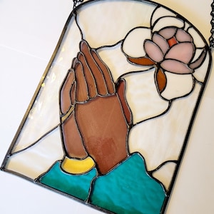 Prayer Hands Stained Glass Panel - Etsy