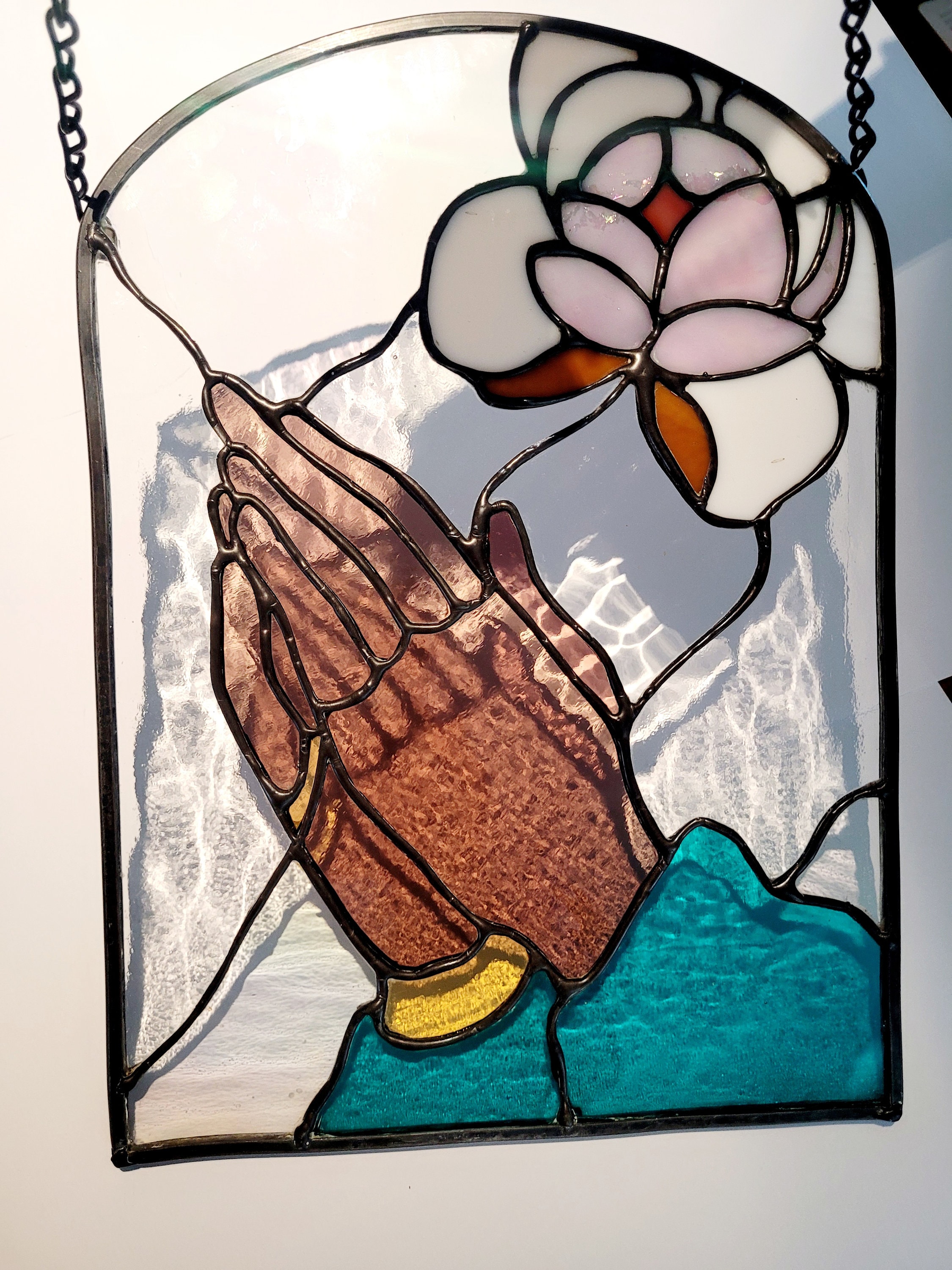 Prayer Hands Stained Glass Panel - Etsy
