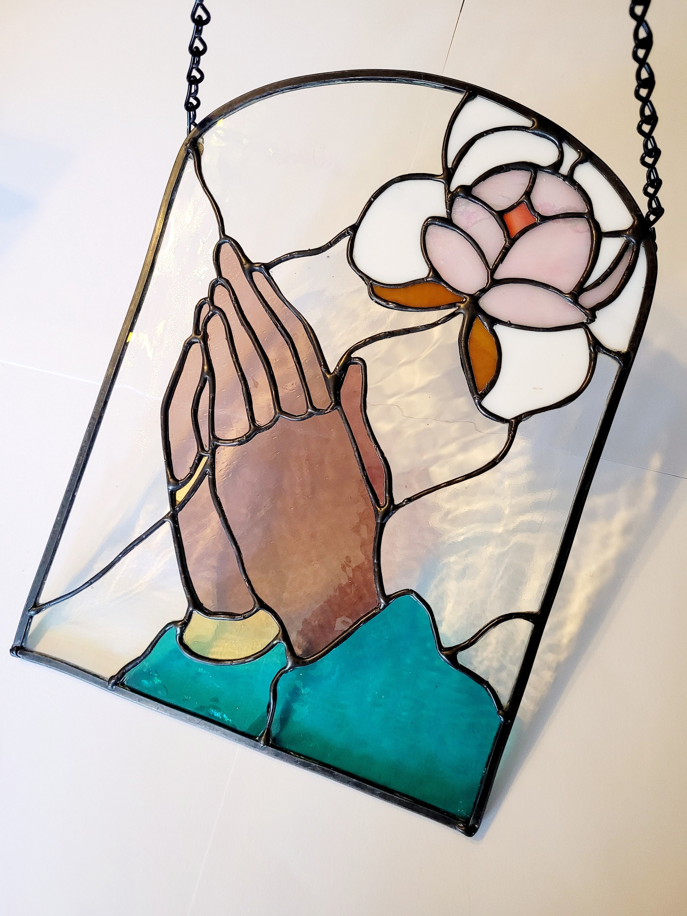 Prayer Hands Stained Glass Panel - Etsy