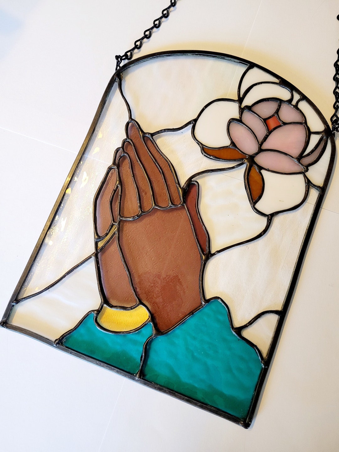 Prayer Hands Stained Glass Panel - Etsy
