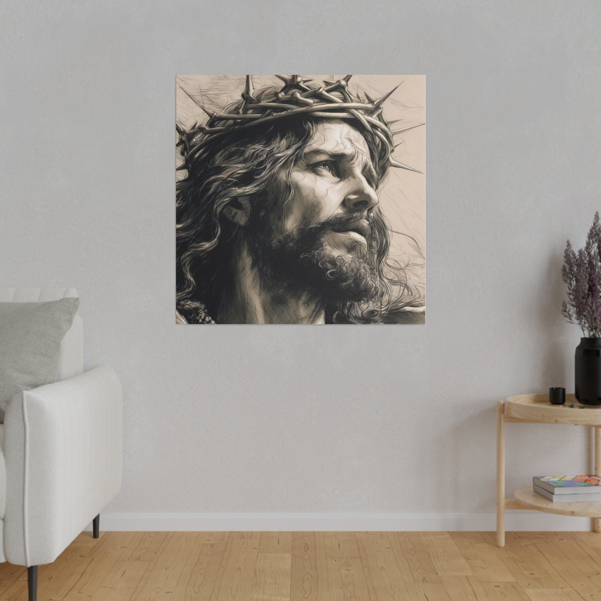 Jesus Wearing Crown of Thorns Christian Art High-quality Canvas - Etsy