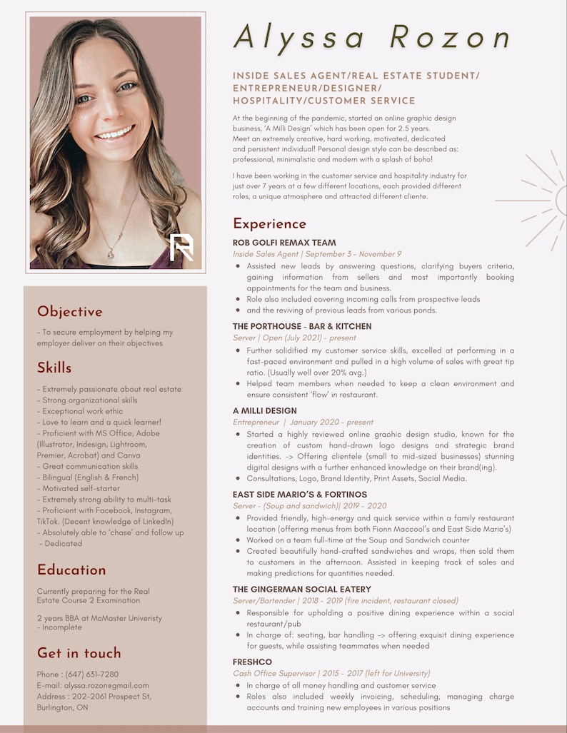 Attractive Custom Resume Template - Etsy