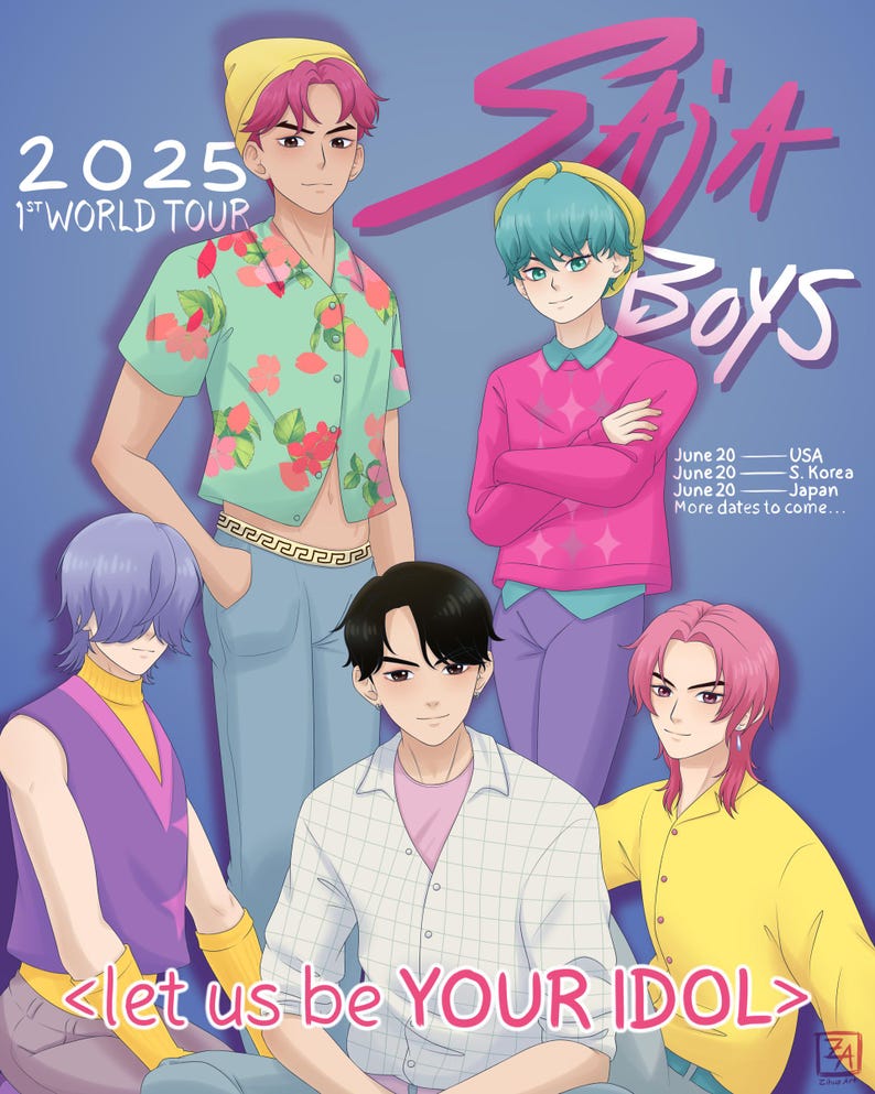 Kpop Demon Hunters Saja Boys Fanart Print Jinu Baby Mystery Abby Abs ...