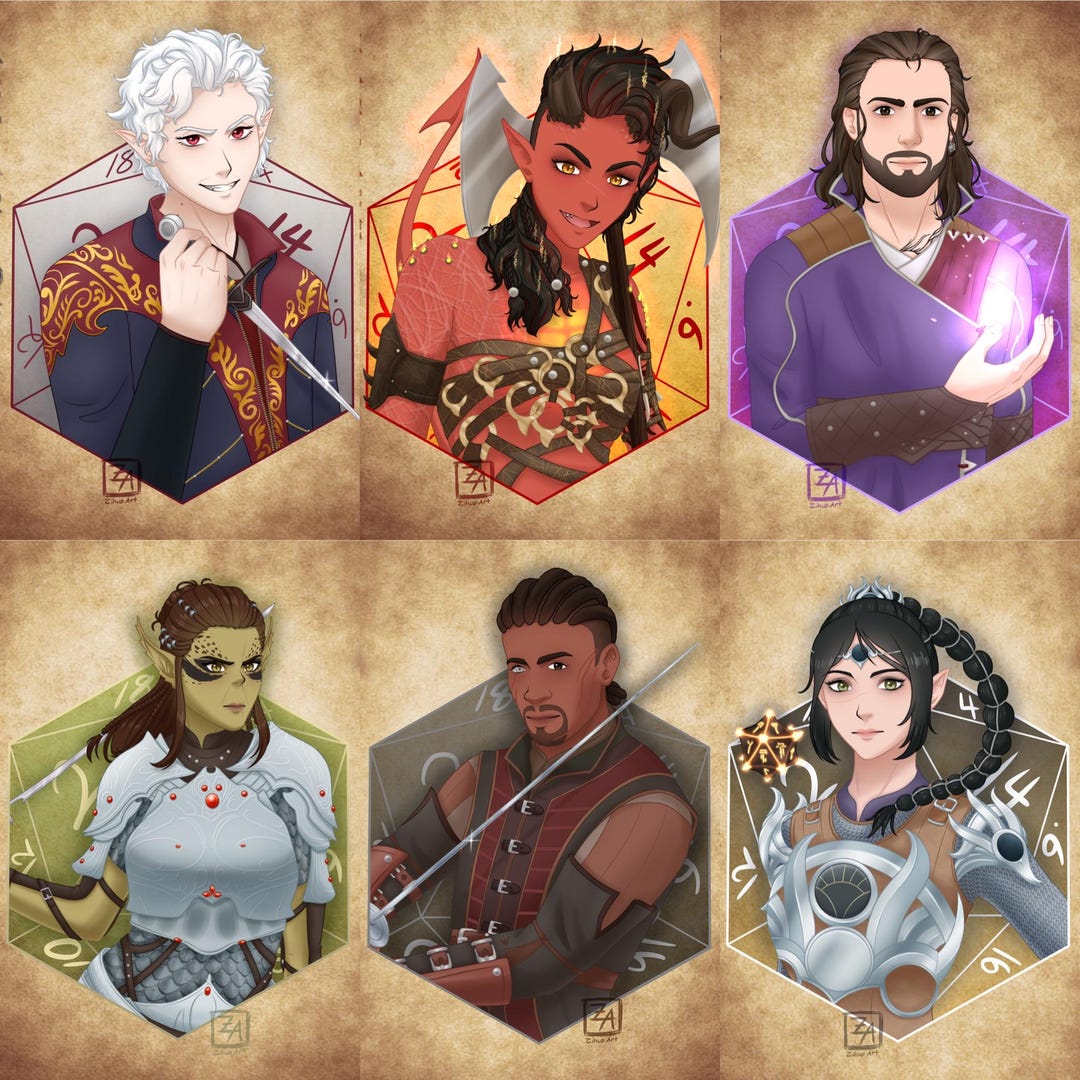 BG3 Baldur’s Gate 3 Fanart Print Prints Astarion Lae’zel Shadowheart ...