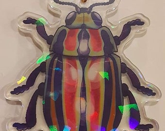 Rainbow Stag Beetle Green Insect Bug Keychain Cartoon Chibi Pet Art ...