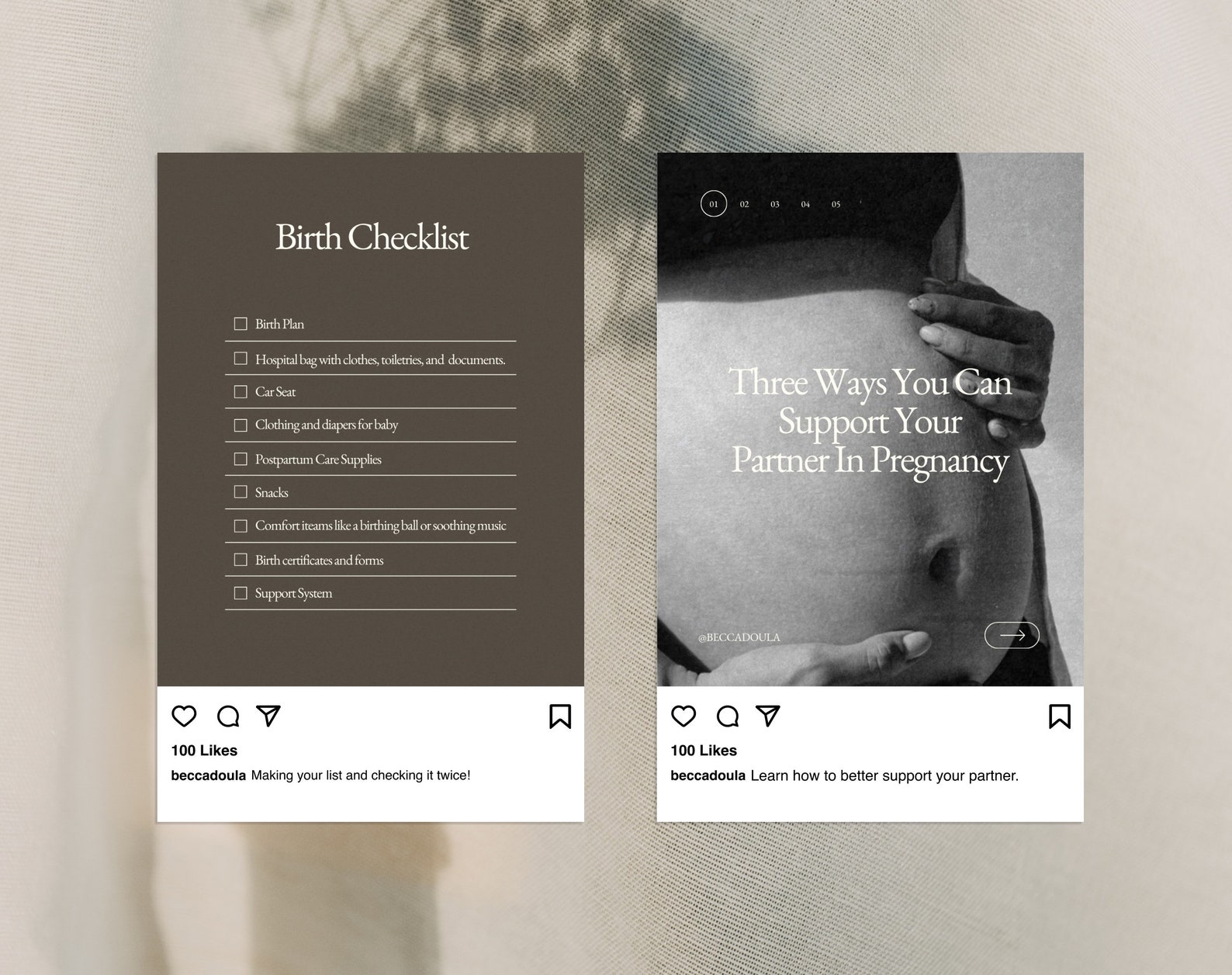 Doula Canva Instagram Templates | Midwife Social Media Bundle | Birth ...